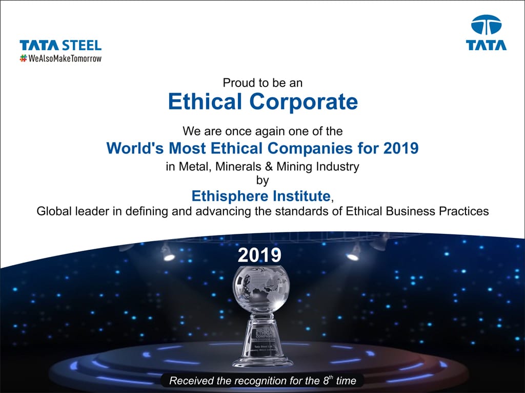 Tata Steel - One of World's Most Ethical Companies , 2019 says ...